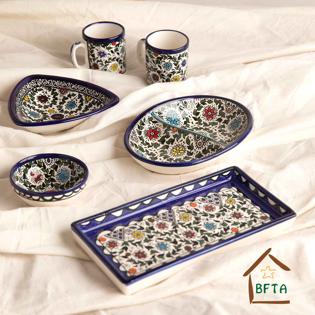 Beautiful Hand Designed Floral Ceramics Set of 6 Pieces - Bethlehem ...